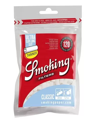 خرید فیلتر سیگار پیچ فوق نازک بلند اسموکینگ 120 عددی Smoking Ultra Slim ...
